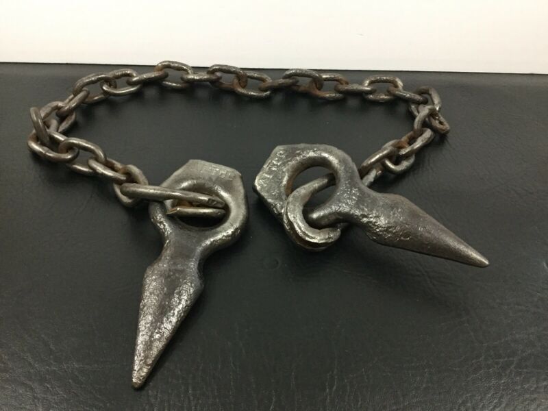 2 ALTCO Log Dogs & Chain Firewood Logging Cabin Tools -- Antique Price ...