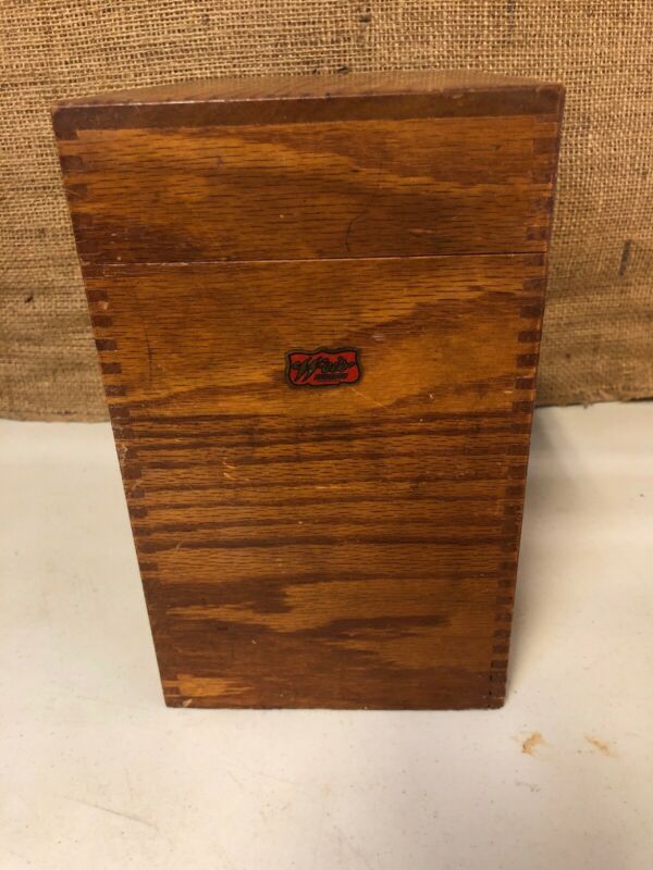 RARE SIZE Vintage 5 x 7 WEIS Brand Oak Wood Card File Box Dovetail ...