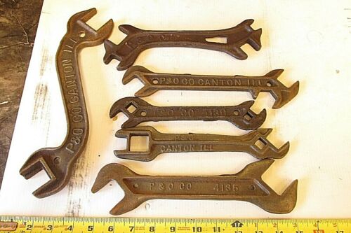6 OLD ANTIQUE CANTON ILLINOIS P & O FARM WRENCH COLLECTOR TOOL ...
