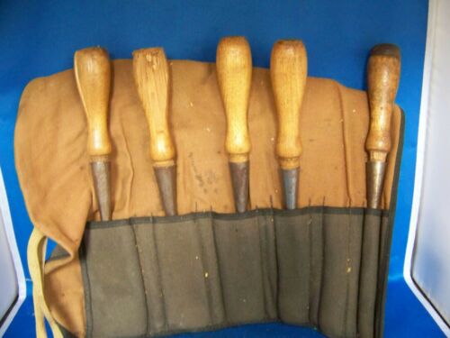 5 piece Samson wood chisel set with tool roll -- Antique Price Guide ...