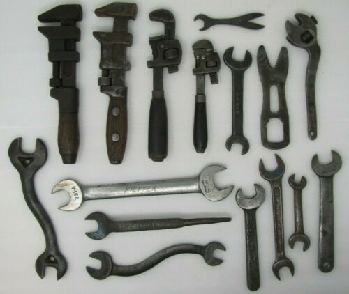 Vintage Lot of 16 Wrenches Tools Antique Ford, PS&W 1896, Stillson ...