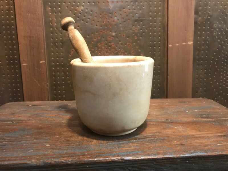 Antique Primitive Mortar And Pestle Pottery And Wood -- Antique Price Guide Details Page