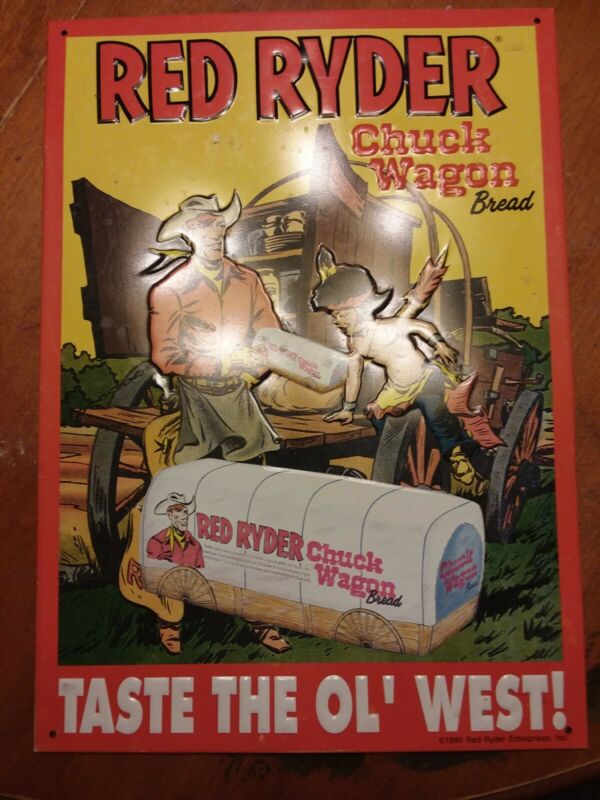 Red Ryder Chuck Wagon Bread, Western Advertising Tin Sign 1990 ...