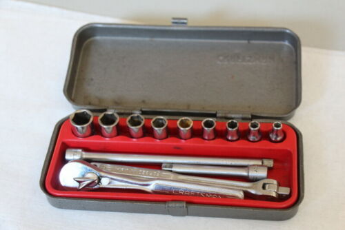 VINTAGE CRAFTSMAN 1/4" DRIVE SOCKET SET WITH METAL BOX -- Antique Price ...