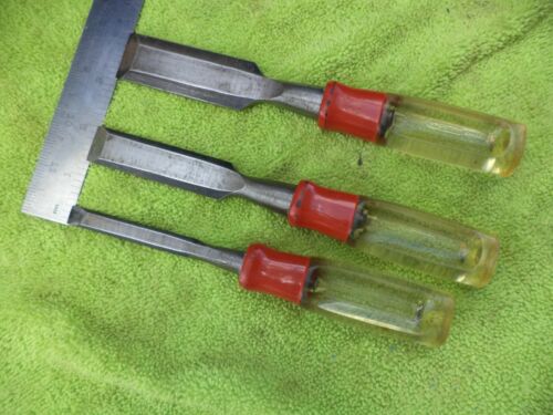 Vintage Stanley Wood Chisel Set clear plastic handle -- Antique Price ...