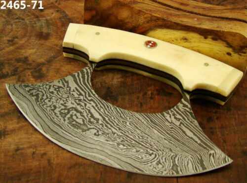 ALISTAR BEAUTIFUL HANDMADE DAMASCUS STEEL ULU AXE W/SHEATH TOP! (2465 ...