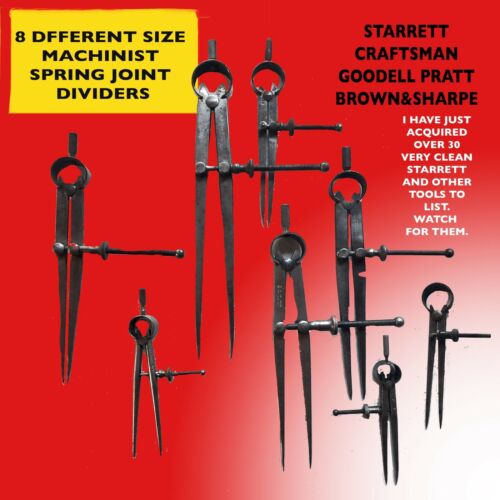 8 ASSORTED SPRING JOINT DIVIDERS FROM 3"TO 8"STARRETT, CRAFTSMAN,BROWN ...