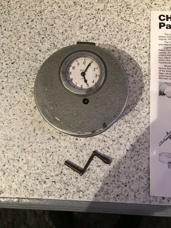 Vintage 11 Jewels 8 DAY Smiths Clock with Key CHARVET WATCHMANS PATROL ...