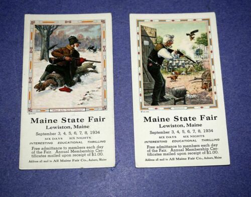 two maine state fair advertising blotters dated 1934, lewiston, maine ...