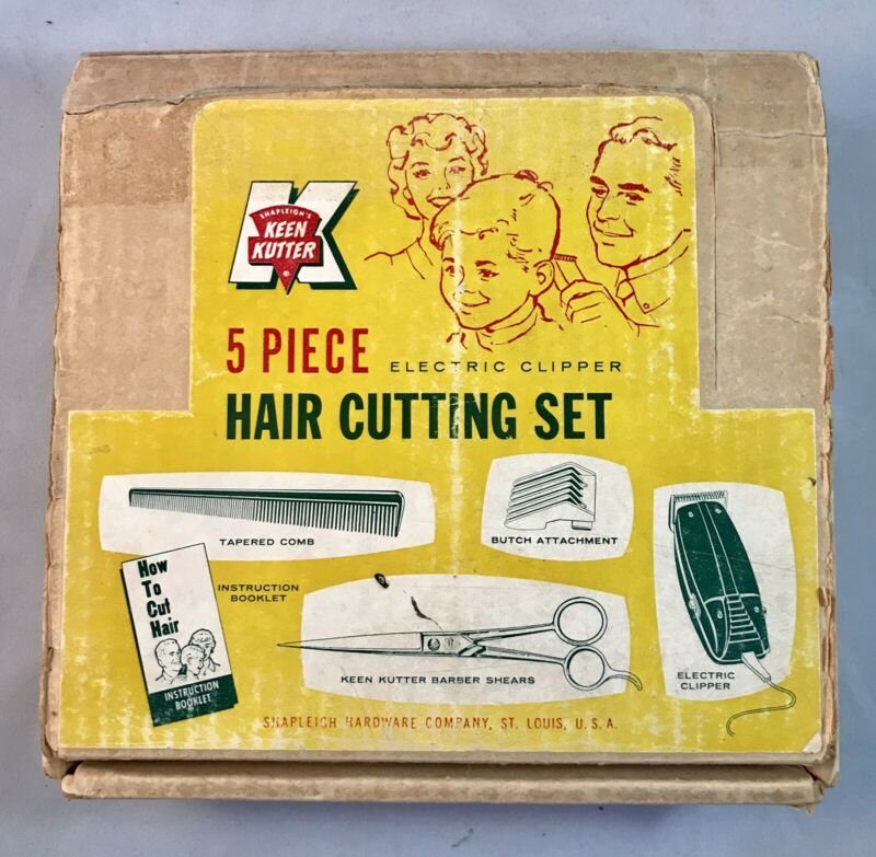 Vtg 1955 KEEN KUTTER Brand 5-pc ELECTRIC CLIPPER HAIR CUTTING SET ...