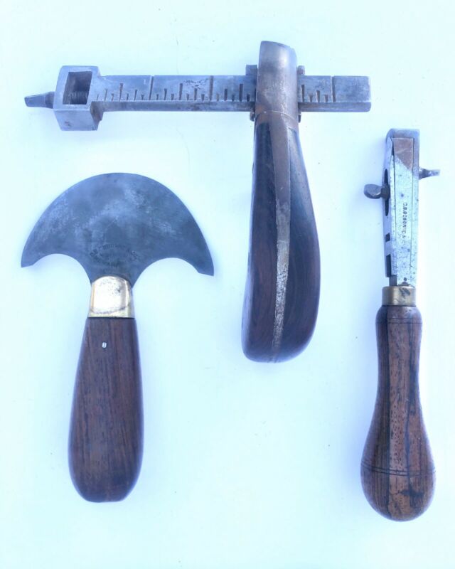 Vintage Lot CS Osborne Leather Tool Channeler Round Knife Pistol Grip Draw Gauge -- Antique ...
