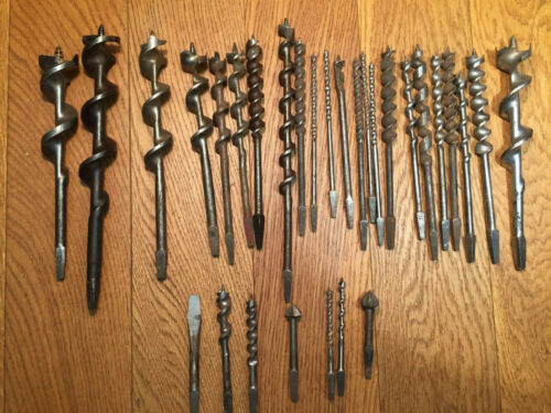 30 Vintage Square Shank Auger Bits, Drill Press, Brace, Hand Drill Wood ...