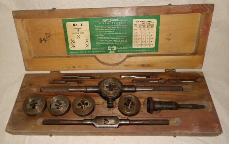Vintage Greenfield Little Giant No. 1 Tap & Die Screw Plate Set In ...