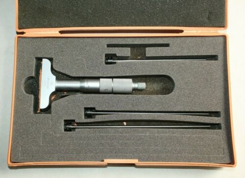 e) MITUTOYO DEPTH MICROMETER SET NO 129-127 DMC2.5-4 Made In Japan ...