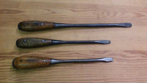 Lot of 3 Antique Vintage Perfect Wood Handle Type Screwdriver 2-Irwin 1 ...