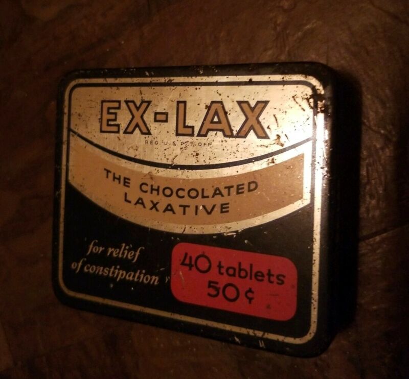 Vintage Ex-Lax Chocolate Laxatives Tin Box -- Antique Price Guide ...