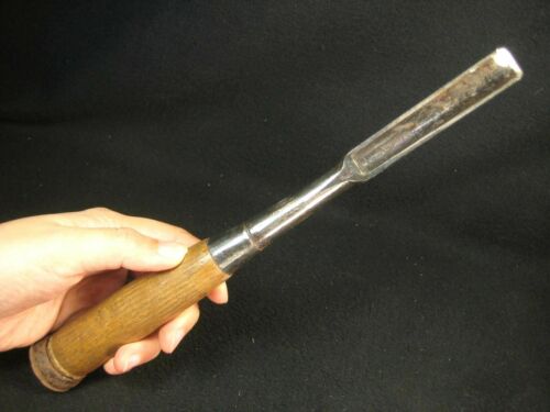 VINTAGE SIGNED TOOL JAPANESE LAMINATED FORGED IRON BLADE GOUGE NOMI ...