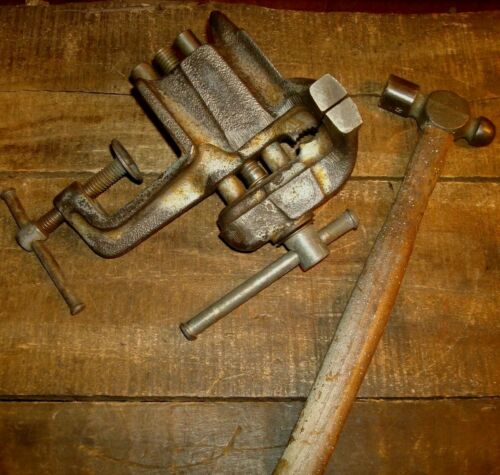 VINTAGE BLACKSMITH HAMMER TOOL LOT W/ ANVIL VISE, JEWELER''S TOOLS ...