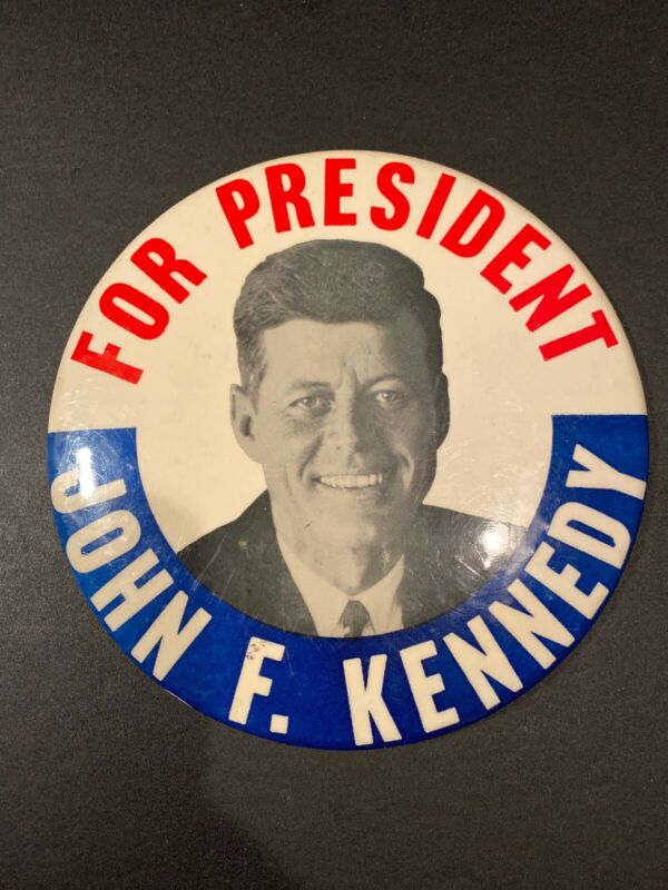 LARGE 1960 JOHN F. KENNEDY FOR PRESIDENT CAMPAIGN BUTTON JFK ...