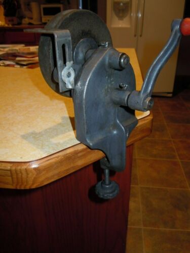 Vintage Hand Crank Bench Mount Tool Grinder/ Sharpener -- Antique Price ...