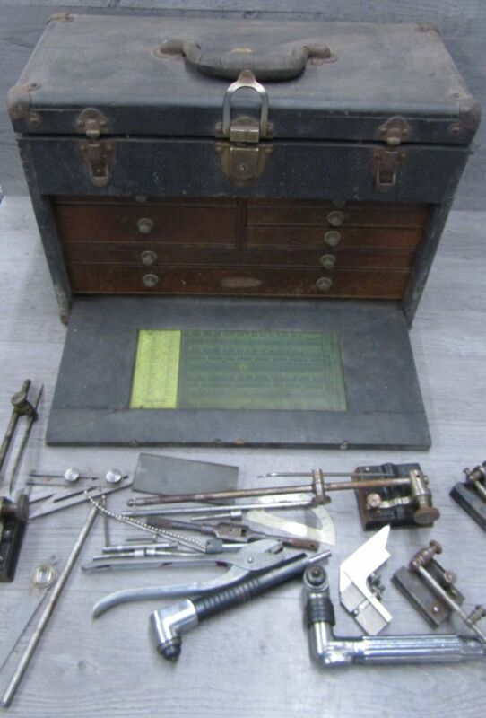Vintage Table Top Tool Box Drawers w Assorted Vintage Tools -- Antique ...