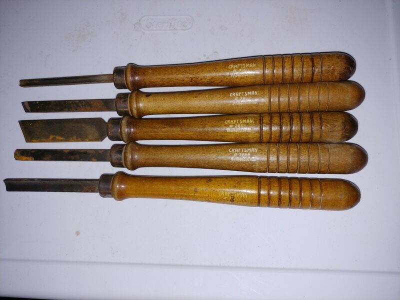Vtg CRAFTSMAN Wood Chisels Lathe PROFESSIONAL 5 PC SET -- Antique Price ...