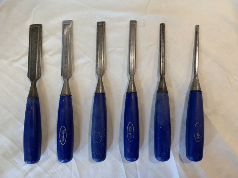 Vintage Set of 6 MARPLES BLUE CHIP BEVEL EDGE CHISEL SET SHEFFIELD ...