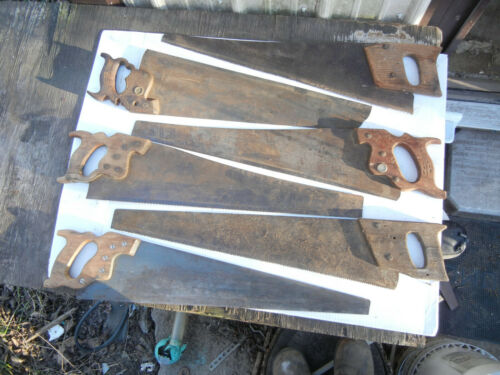 VINTAGE HAND SAW LOT of 6 Handsaws 4Disston, 2 others for repurpose ...