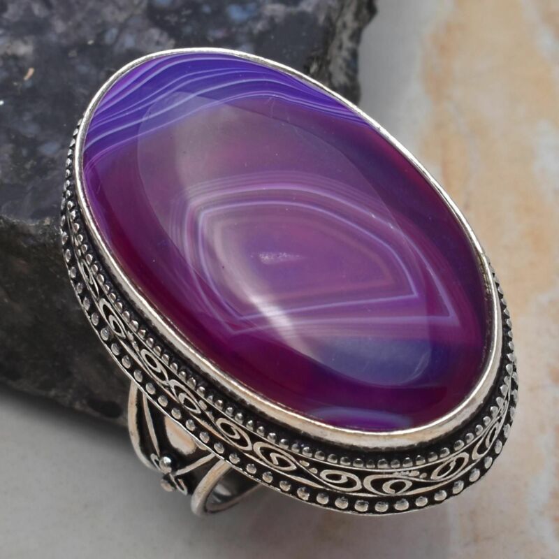 Botswana Agate Ethnic Jewelry Handmade Antique Design Ring US Size-8.75 ...