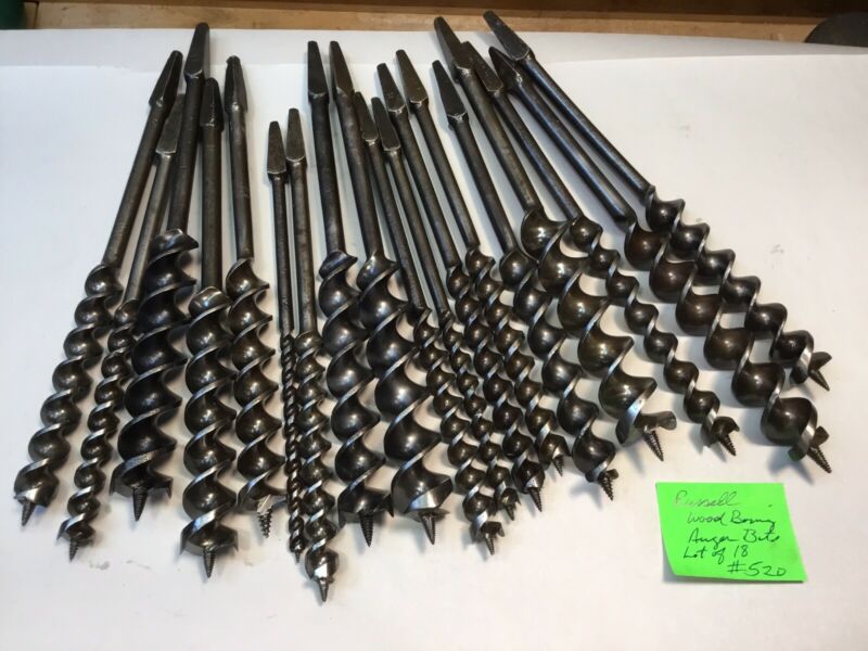 Lot of 18 Vintage Auger Wood Boring Bits, Single Twist mixed Brand ...