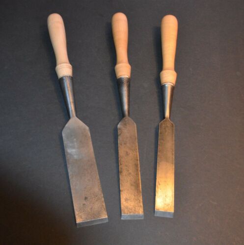 VINTAGE FLAT EDGE CHISEL SET A.W.CROSSMAN, P.S.&W, AND JAMES SWAN ...