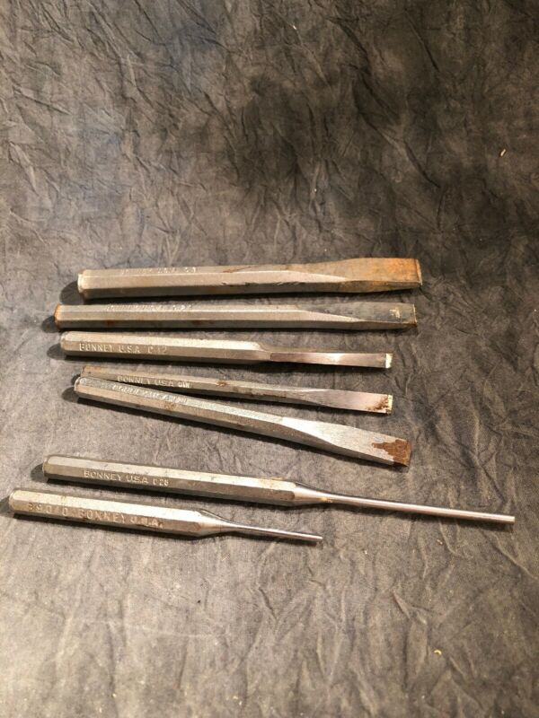 Vintage Used Bonney USA Silver Metal Chisel Hand Tool Old Set Of 7 ...