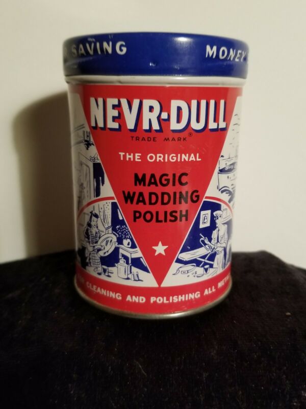 VINTAGE 1941 NEVR DULL MAGIC WADDING POLISH SCARCE 2.5 OZ CAN WITH ...