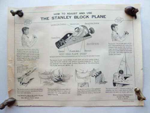 Vintage 1930 STANLEY Tools Instructional Educational Chart Poster ...