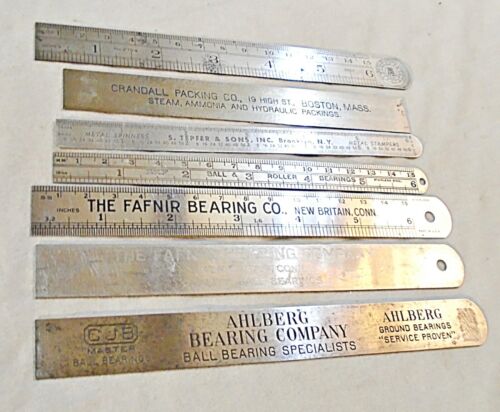 lot of 7 metal VTG machinist rulers BEARING ADVERTISING fafnir NEW ...
