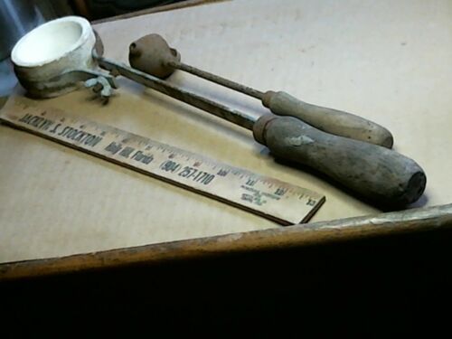 2 metal casting antique vintage old melt pour silversmith tool silver ...