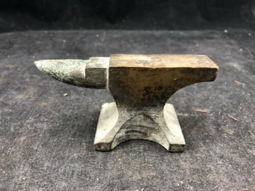 VINTAGE MINI MINIATURE BRONZE DENTAL JEWELER''S BLACKSMITH ANVIL 3" X 1 ...