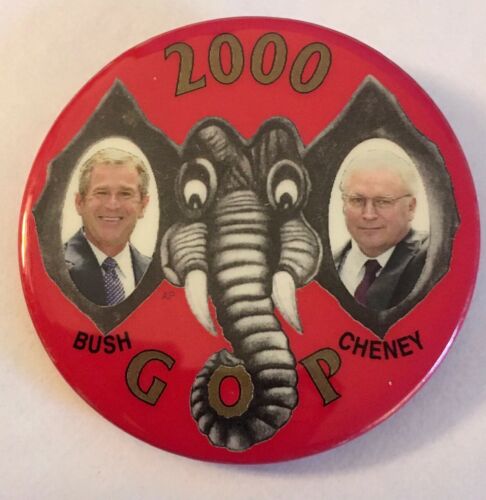 Graphic 2 1/4" GW Bush-Dick Cheney 2000 GOP Campaign Pin -- Antique ...