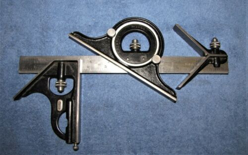 Starrett Combination Set with, Square, Center, & Reversible Protractor ...
