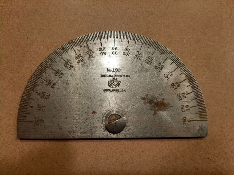 L.S. Starrett No. 193 Steel Protractor Machinist Measuring Drafting ...