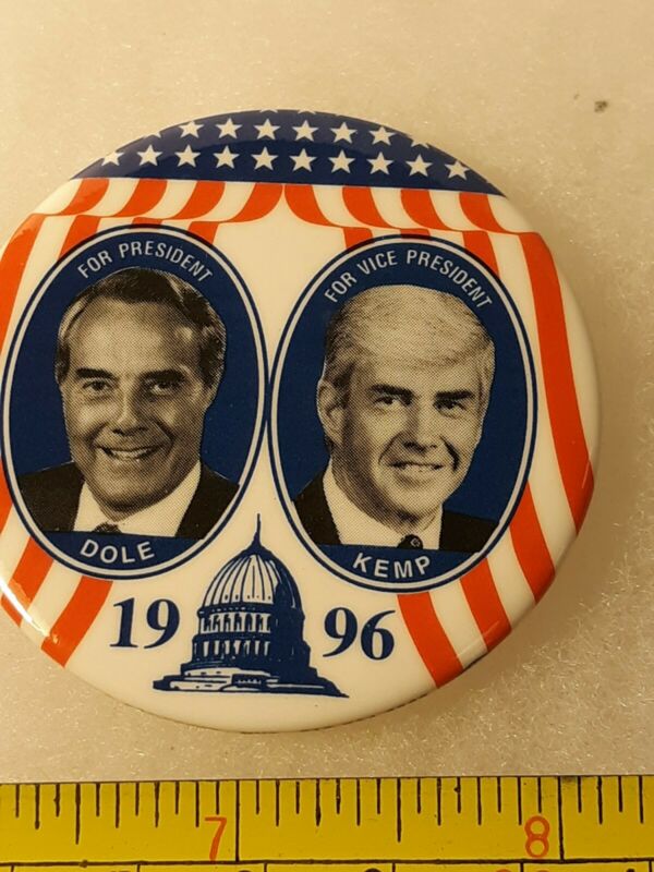 Presidential Pin Back Political 1996 Button Dole Kemp Badge memorabilia ...