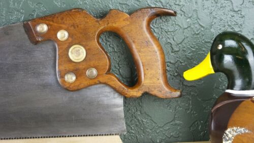 VINTAGE DISSTON D-8, 8 POINT CROSSCUT SAW, 25" LONG, APPLE HANDLE PRE ...