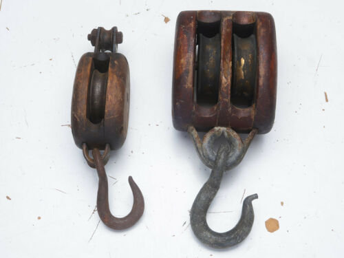 2 Old Block & Tackle Pulleys -- Antique Price Guide Details Page