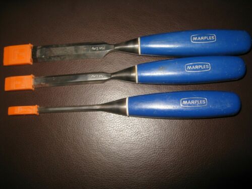Vintage Set of Three Marples Blue Handle Woodworking Paring Chisel Set England -- Antique Price ...