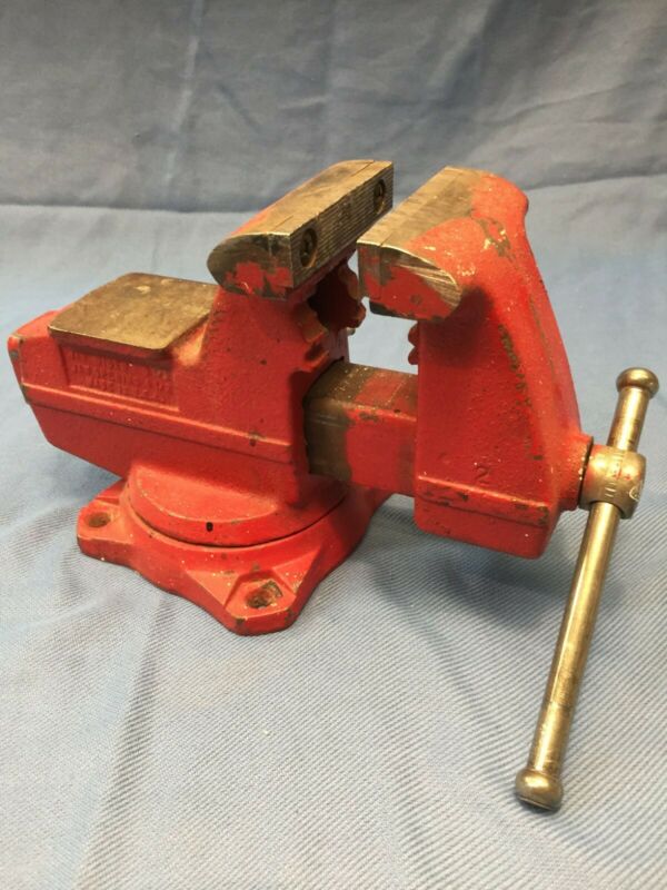 Nice Vintage WILTON 3&1/2" Swivel Bench Mount Vise Pipe Jaws Red Color ...
