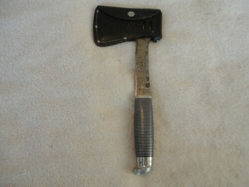 Vintage Western Hatchet Axe Knife With Original Tooled Leather Sheath ...