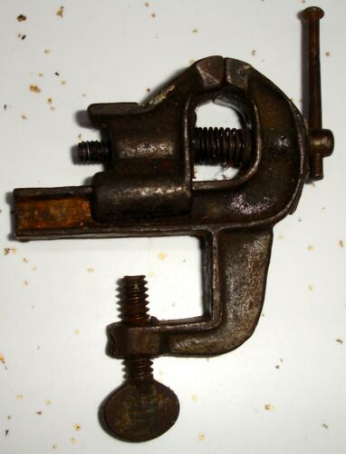 Old Cast Iron Clamp On Miniature Bench Vise Spring Loaded 1 1/8" Jaws ...