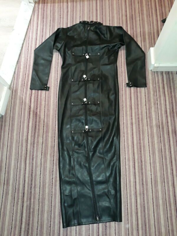 MISFITZ LEATHER LOOK PADLOCK PENCIL STRAIT JACKET DRESS GOTH TV CD ...