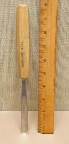Old wood tools Vintage Swiss Made 13mm 8 sweep straight wood carving ...