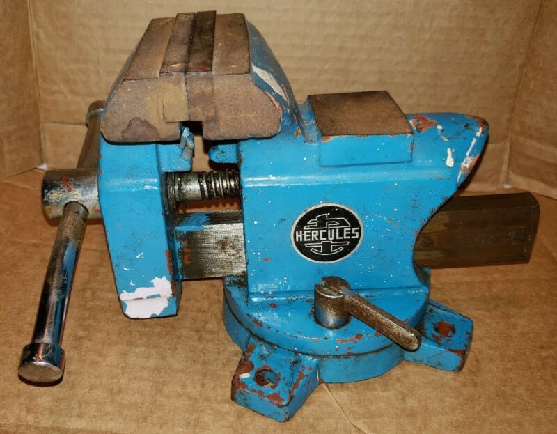 VINTAGE HERCULES VISE CLAMP BENCH 29 POUND HEAVY SWIVEL BASE DOUBLE ...